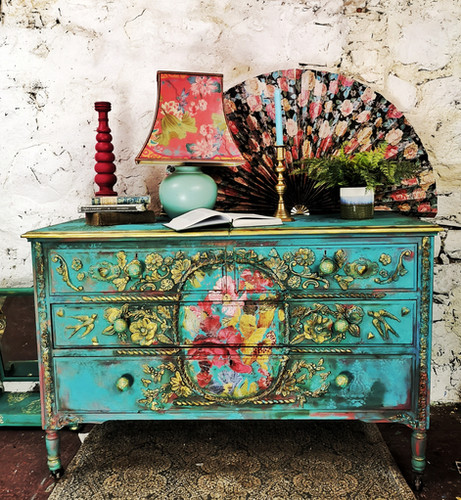 Coco turquoise blue distressed sideboard | Made by Marley