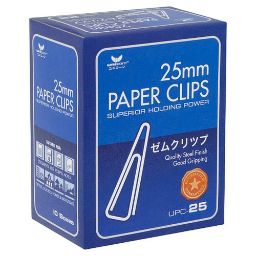 Unicorn UPC-25 Paper Clips 25mm 10 Boxes | Printernet