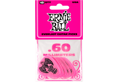 ERNIE BALL MEDIATORS EVERLAST SACHET DE 12 ROSE 0,60MM | nafiassou