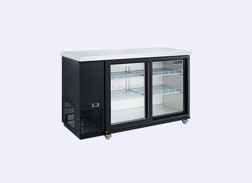 DBB60-S2 60" Black Counter Sliding Glass/Solid Door Back Bar ...