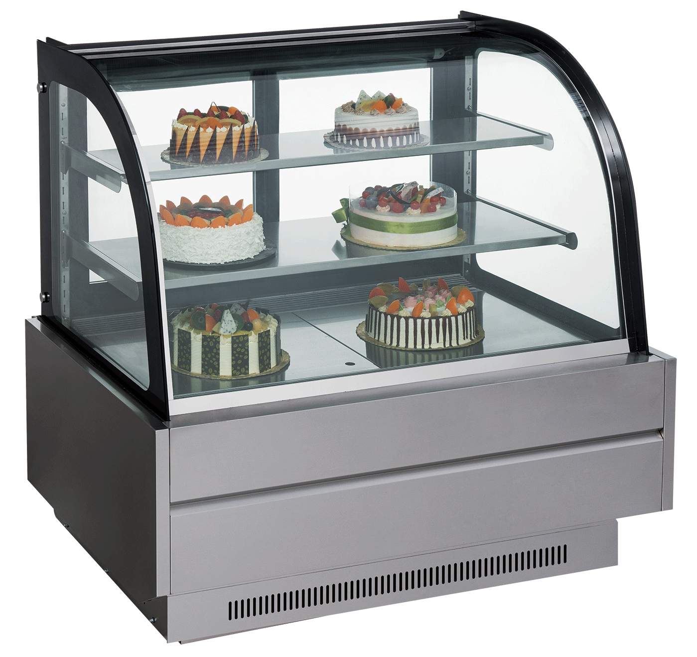 DDM60R-CB 60'' Curved Glass Black Refrigerated Bakery Display Case ...