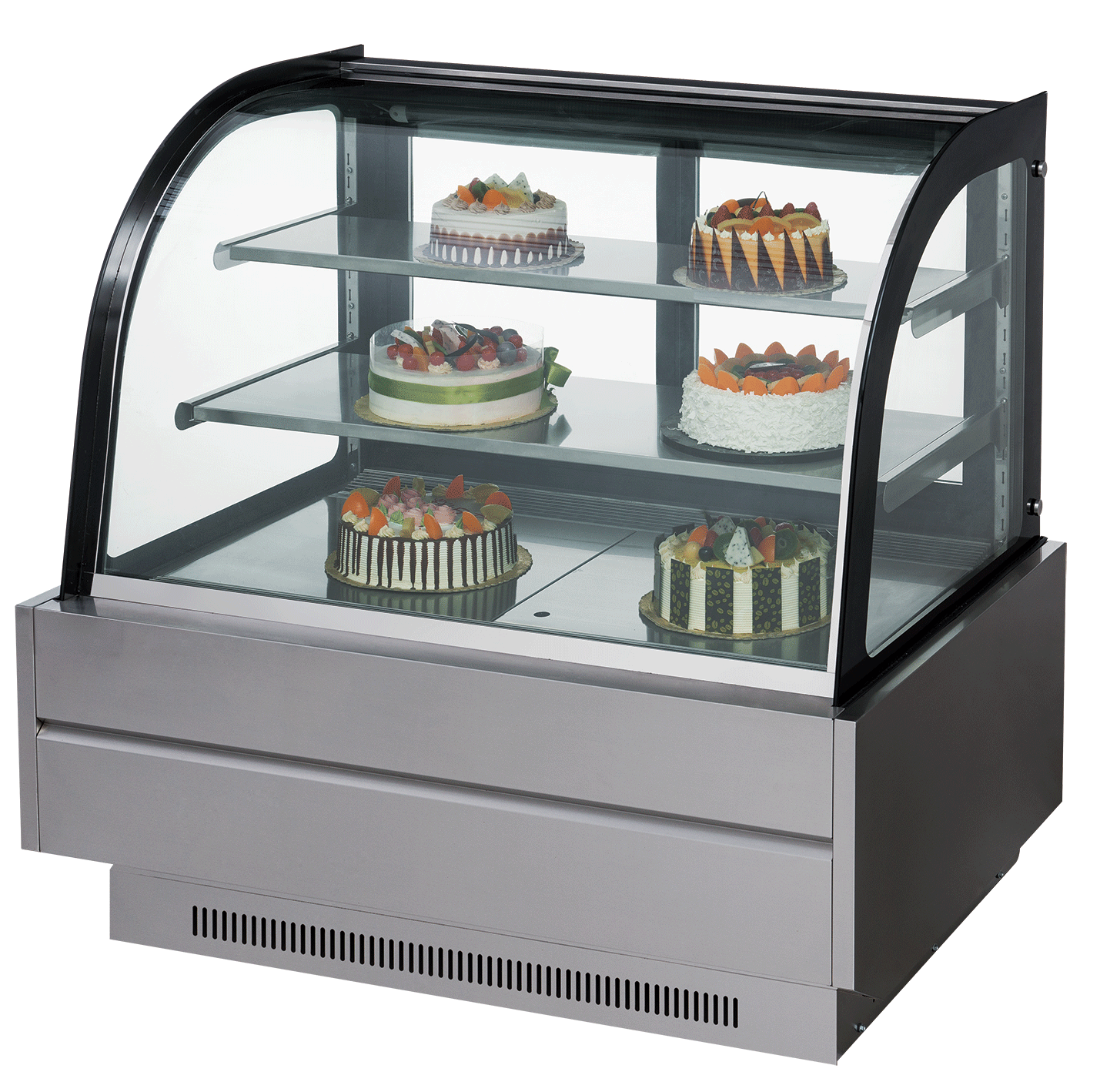 DDM60R-CB 60'' Curved Glass Black Refrigerated Bakery Display Case ...