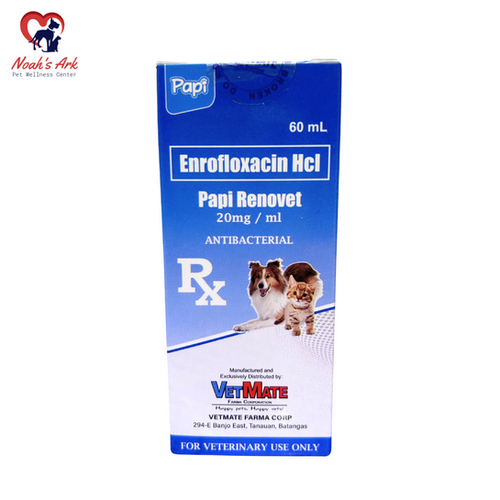 Papi Renovet Enrofloxacin Hcl 20mg/ml 60ml | Noah's Ark PWC
