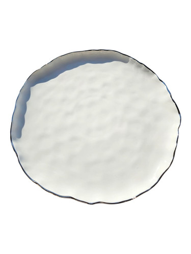 Ruffle White Dinner Plate with Silver Rim Rental – Elegant Tableware ...