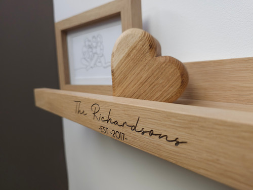 Personalised Oak Photo Ledge Shelf | Chorley Oak