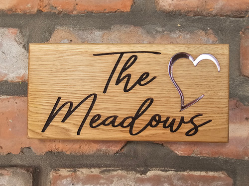 Modern Solid Oak House Name Sign with Rose Gold Mirror inlay | Chorley ...