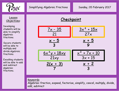 Simplifying Algebraic Fractions
