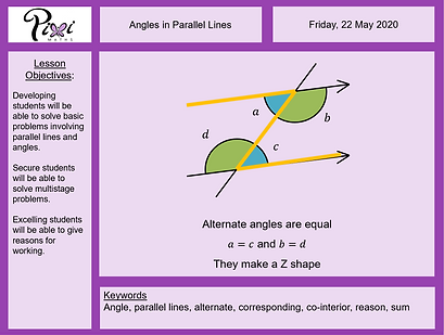 Angles in Parallel Lines