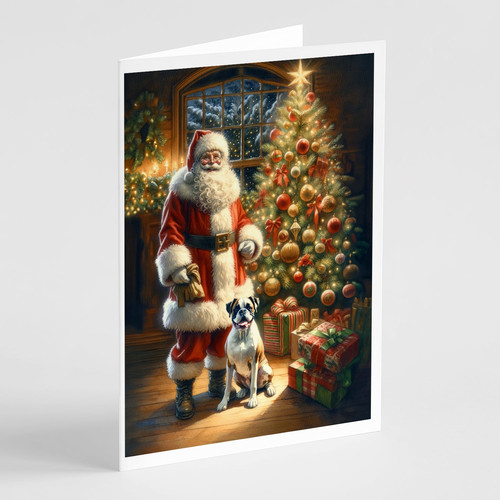Boxer and Santa Claus Greeting Cards Pack of 8 | Gilded Gestures