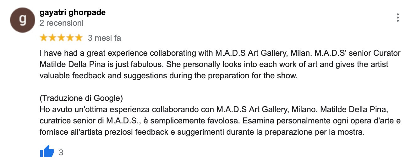 M.A.D.S. ART GALLERY | curator. | Maria Matilde Della Pina