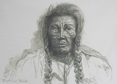 Tom Cross | "Flathead Indian Chief"| Pen & Ink | Contre Le Mur Art