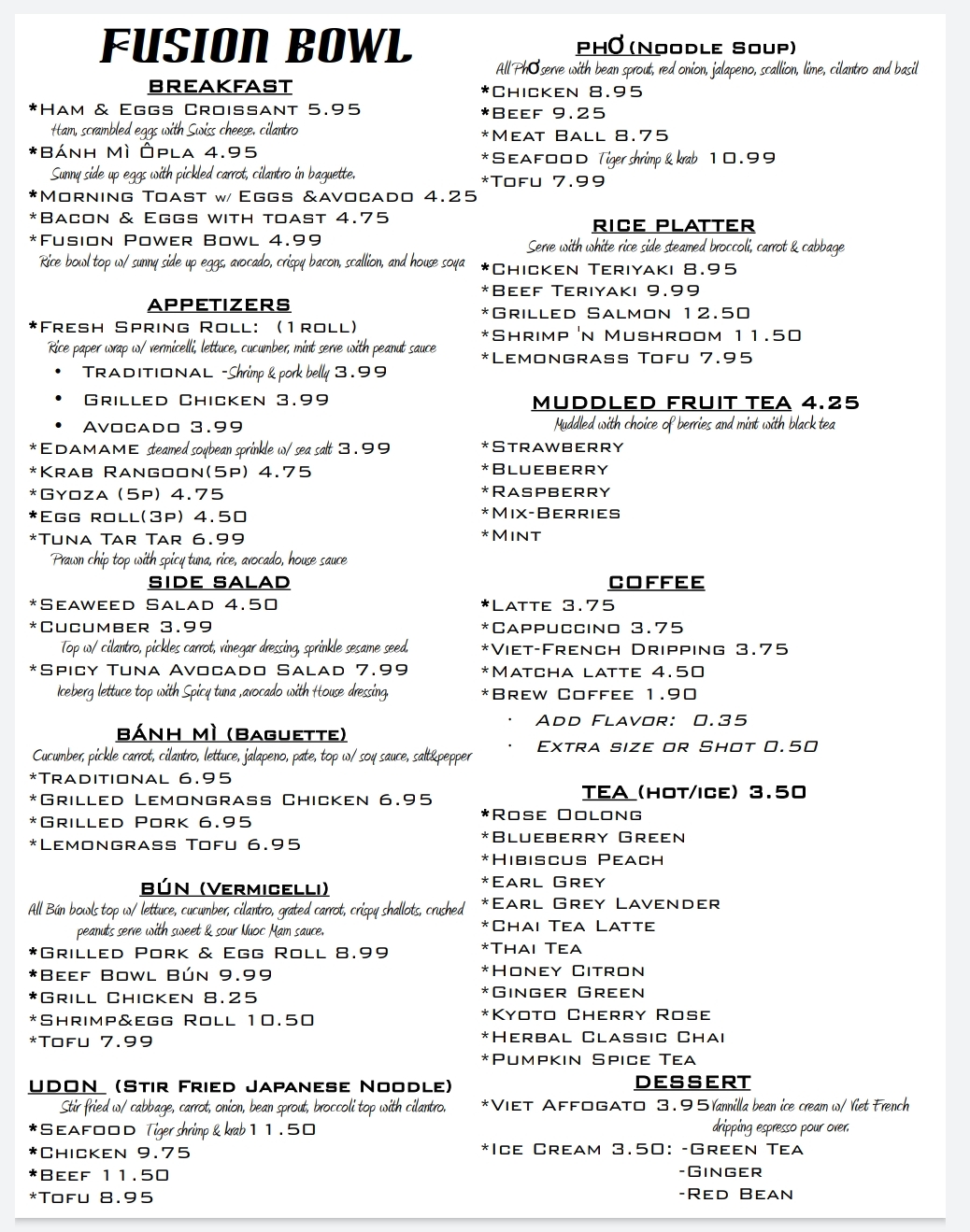 Menu | fusionbowl
