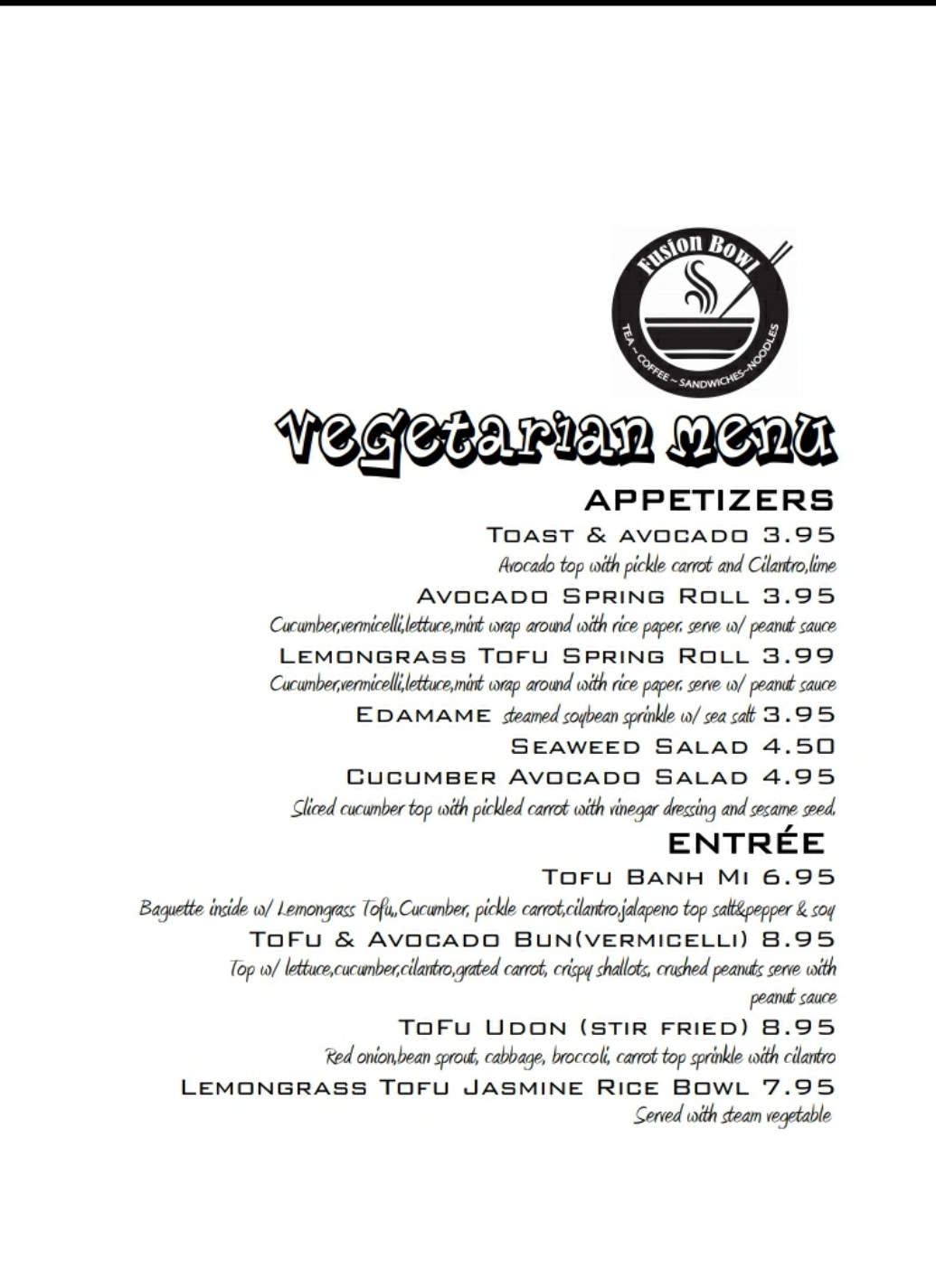Menu | fusionbowl