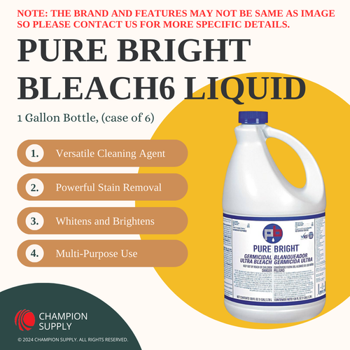 Pure Bright BLEACH6 Liquid Bleach, 1 Gallon Bottle (Case of 6) | Mysite