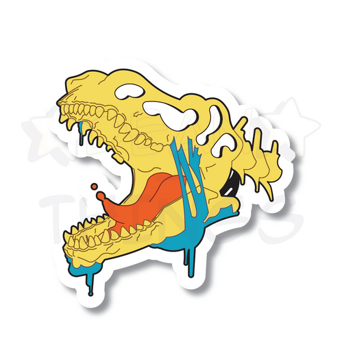 Melting Dinosaur Head - Clear Vinyl Sticker | DEAN