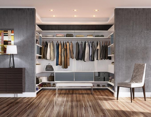 132" Custom Closet with Recessed Drawers | Closet Design Group