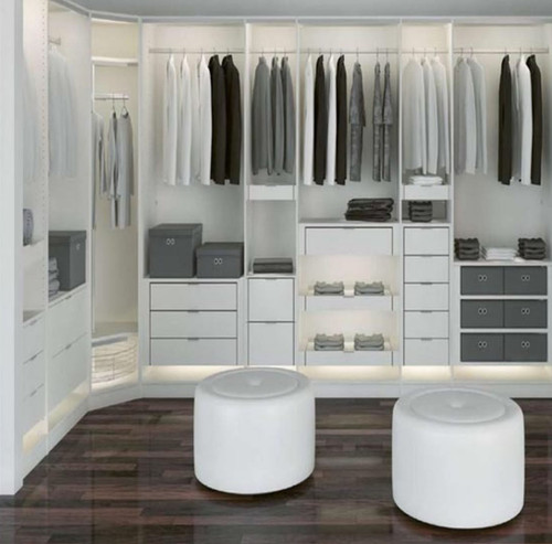 132" Custom Closet with Recessed Drawers | Closet Design Group