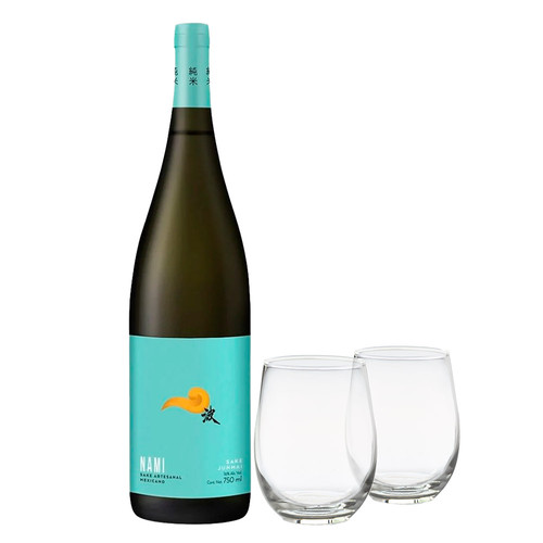 Sake Mexicano Nami Junmai 750ml Con 2 Vasos | consuvino