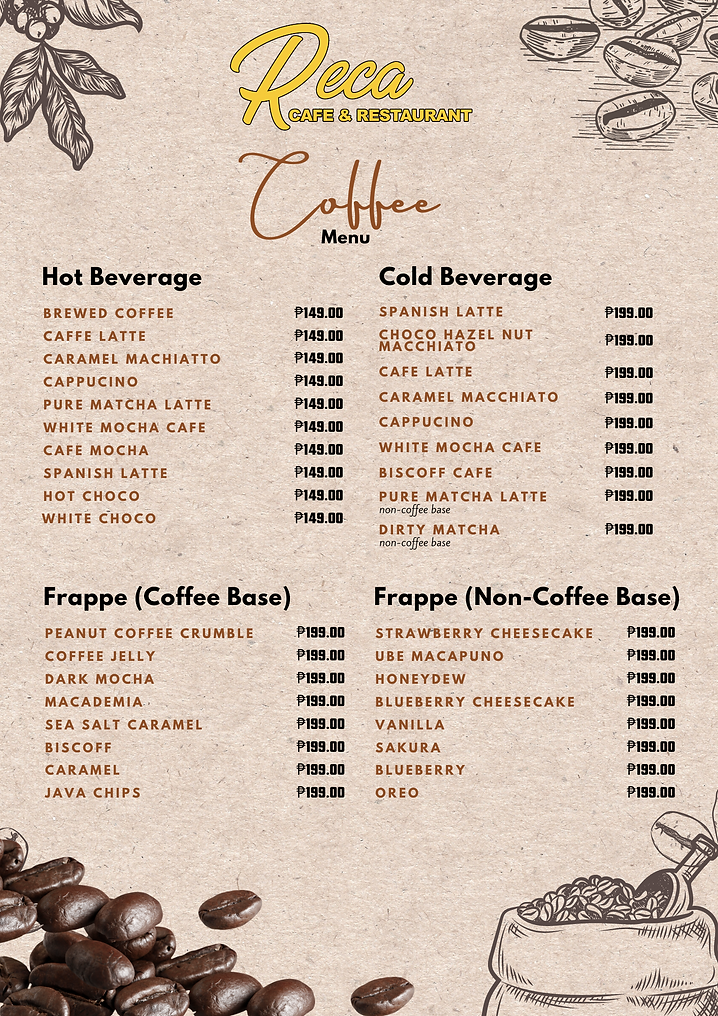 Food Menu | Reca Resort | The Bali of Pampanga