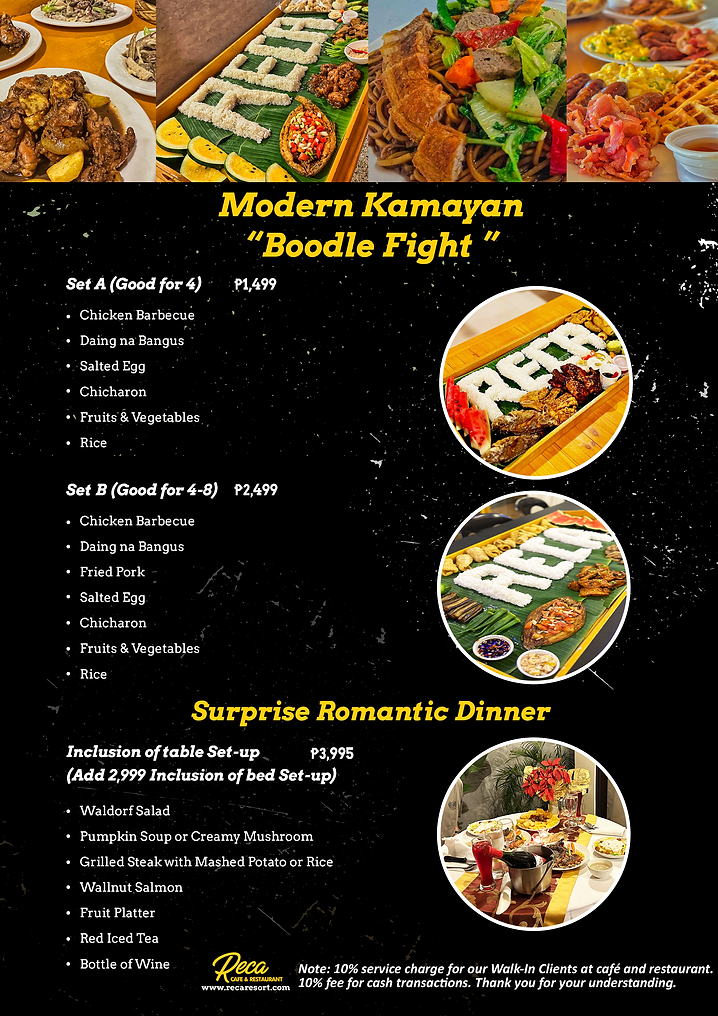 Food Menu | Reca Resort | The Bali of Pampanga