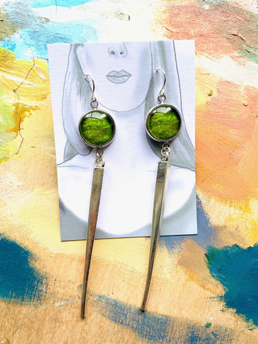 Greenfields - Silver colour -Fine Art Glass Dangle Earrings | Ruth ...