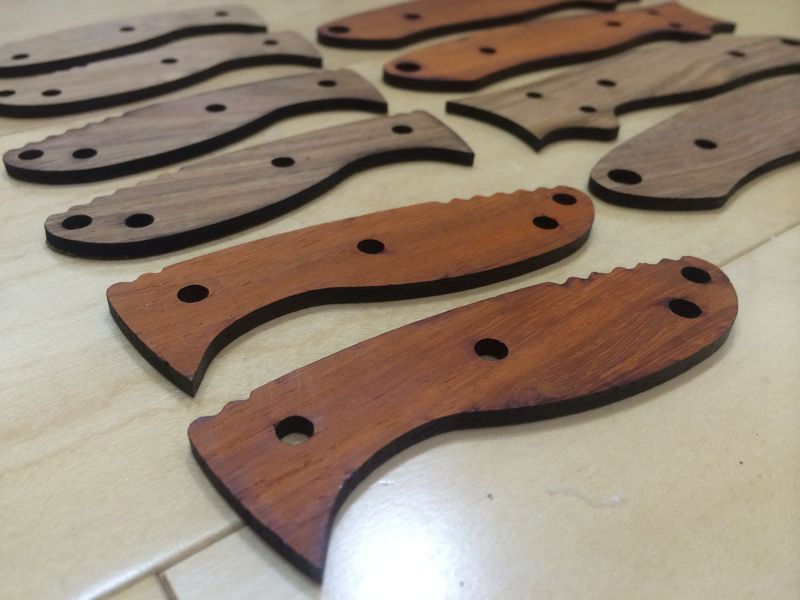 Laser Cut Wood Knife Handles with CO2 laser
