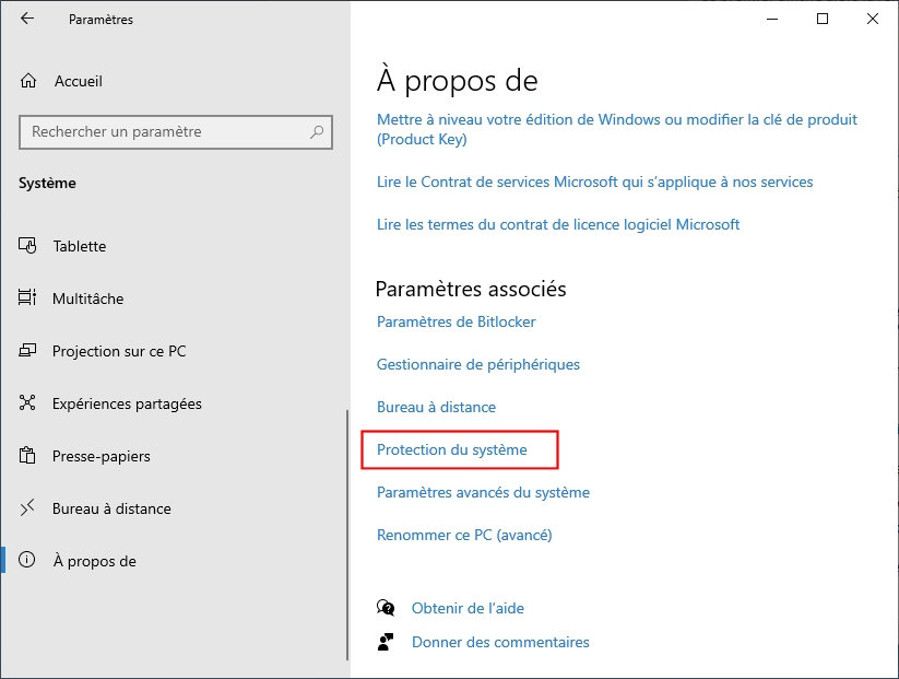 Windows 10 - Comment savoir si la restauration du système est active ou ...