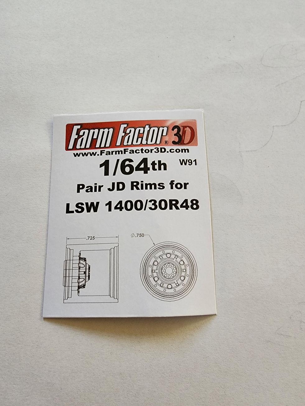 1/64 3D Printed Pair of John Deere Rims for LSW1400/30R48 | 64 Farm Toy ...