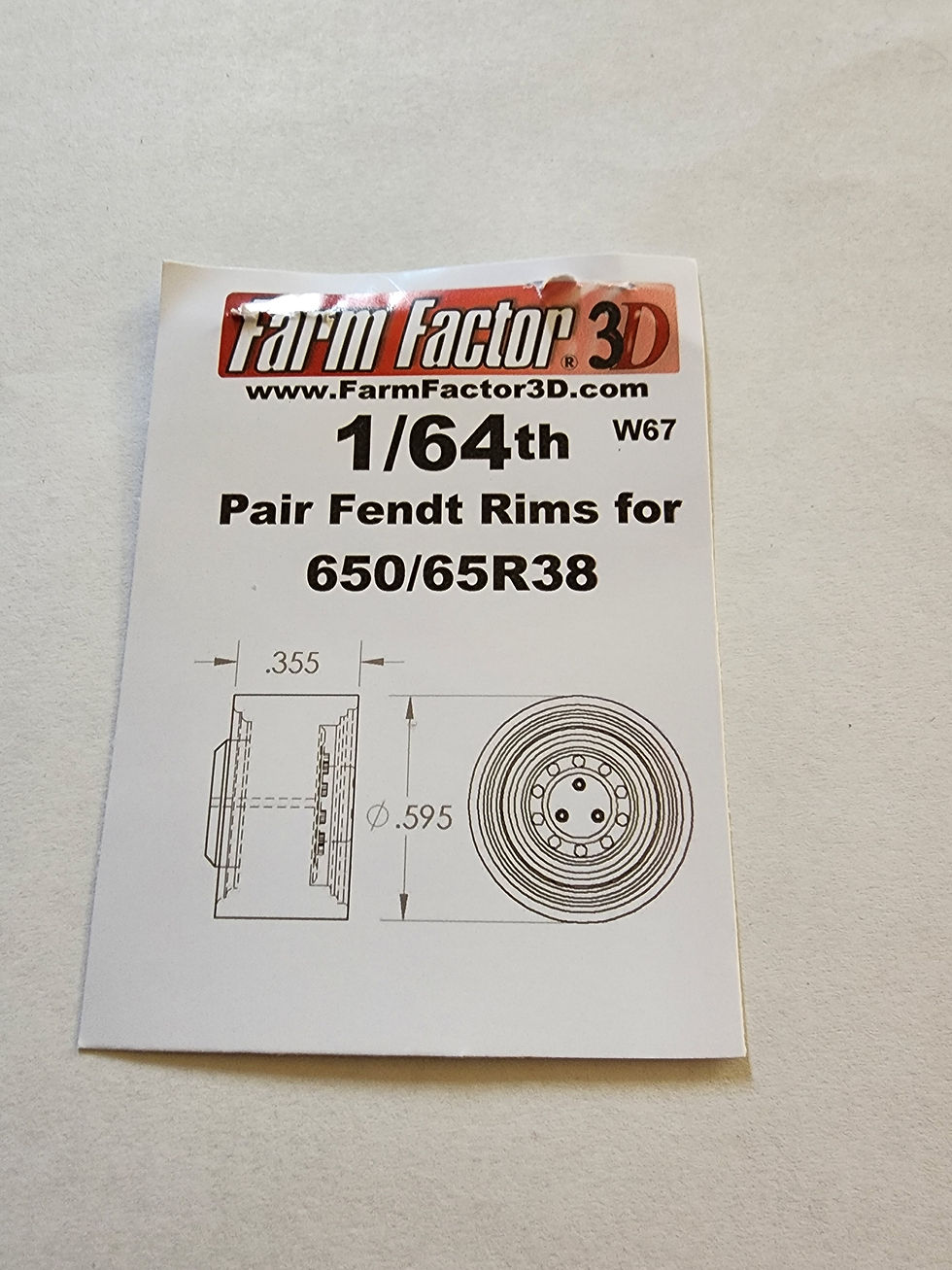 1/64 3D Printed Pair of Fendt Rims for 650/65R38 Tires | 64 Farm Toy Store
