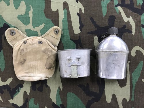 WW2 M-1942 Steel Canteen w/ Cup and Canvas Pouch | Army Navy Warehouse