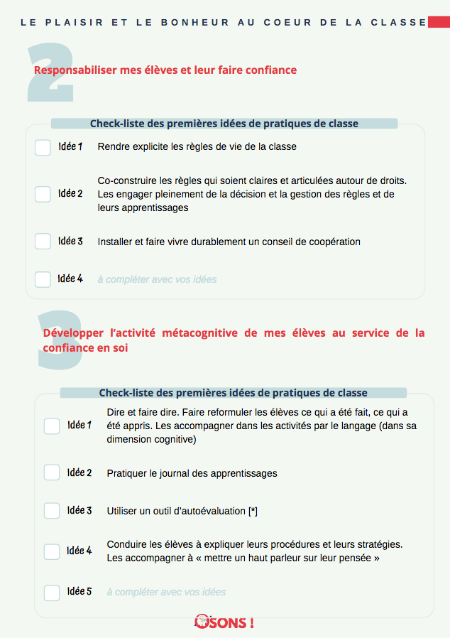 Imprimer les check-listes du guide