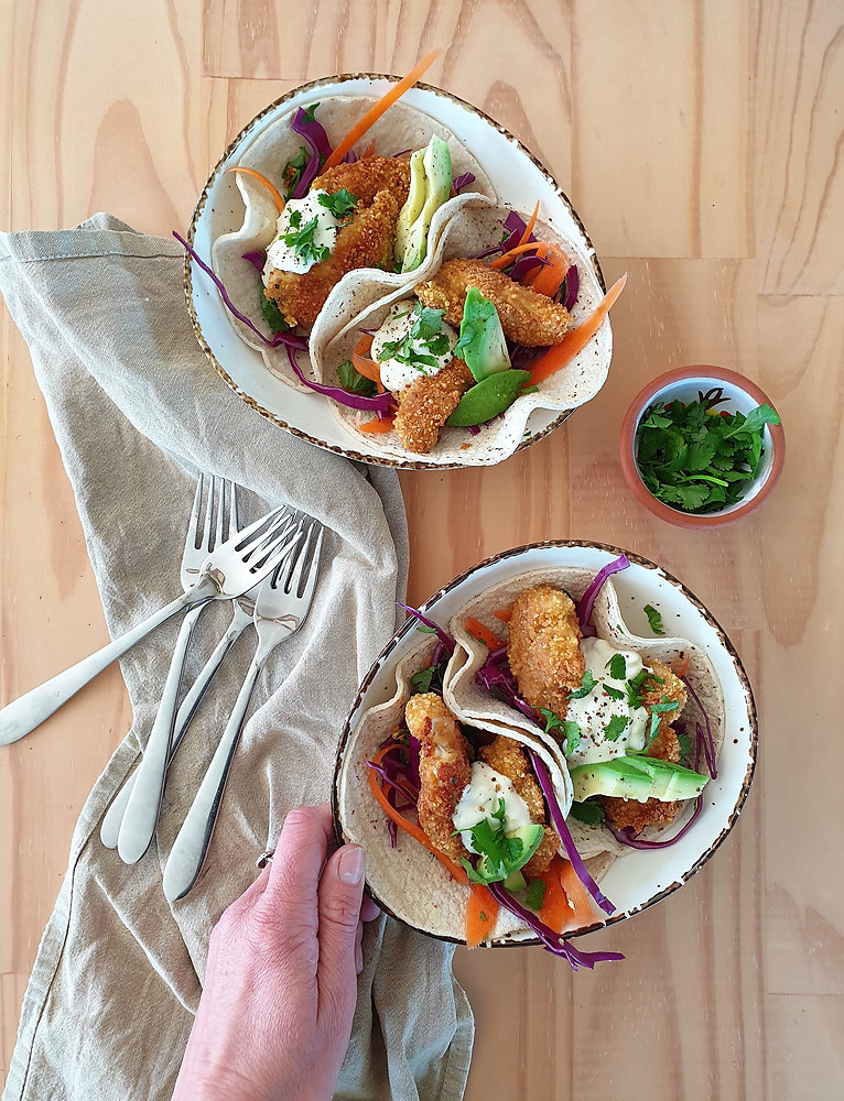 Crunchy Crumbed Chicken Tacos