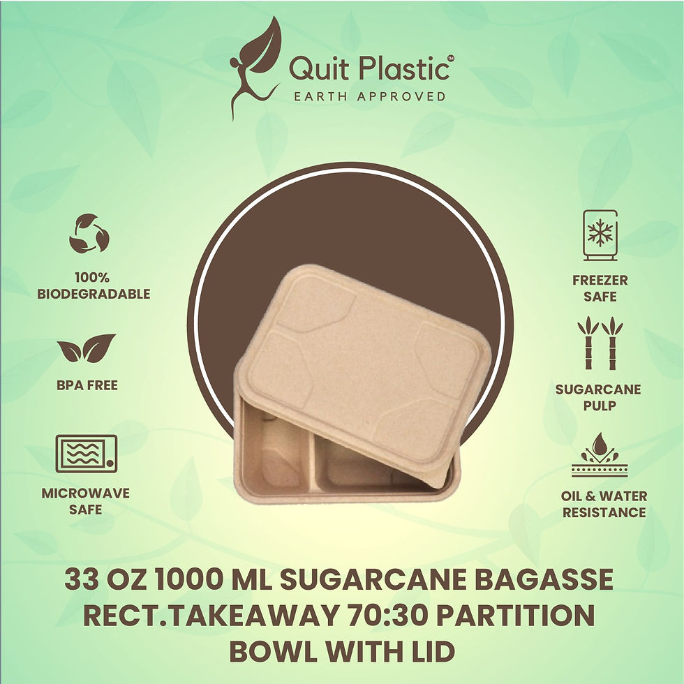 33 Oz (1000 ml) Eco-Friendly Rectangular 70:30 Partition Takeaway Bowl ...