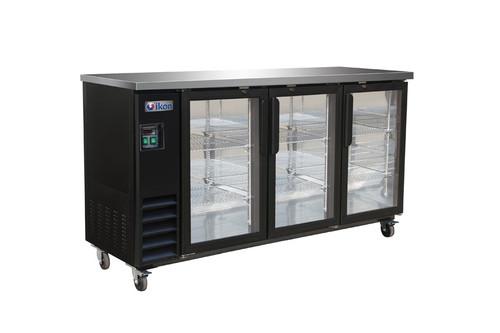 45-0170 IKON IBB73-3G-24 Self Contained Glass Swing 3 Door Back Bar | GES