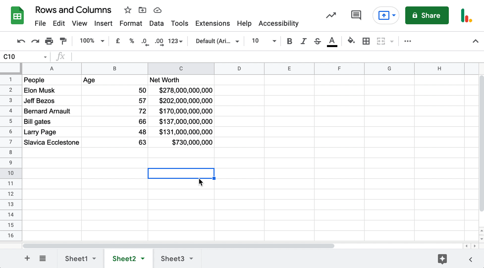 Deleting, Hiding & Resizing Rows and Columns