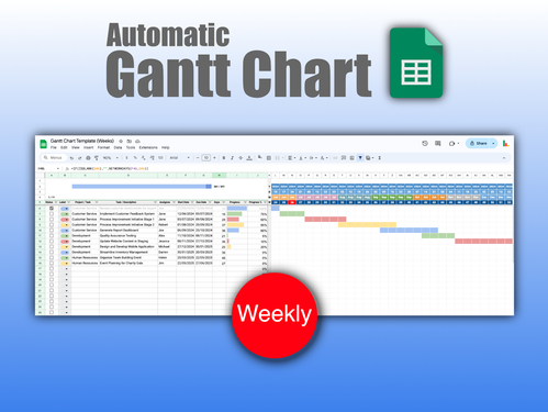 Automatic Weekly Gantt Chart Template | Spreadsheet Wise
