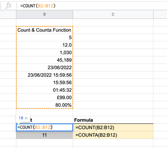COUNT and COUNTA Functions