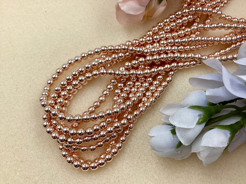 4 mm Round Imitation Rose Gold Beads | GGC Treasures