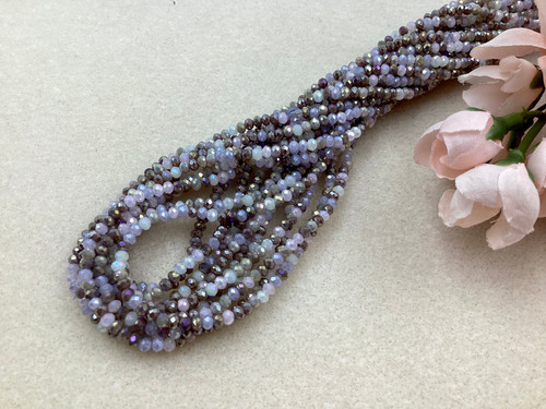 3x2 mm Lavender Mix Rondelle Beads | GGC Treasures