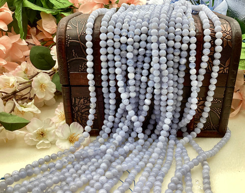 6mm round Blue Lace Agate Beads | GGC Treasures