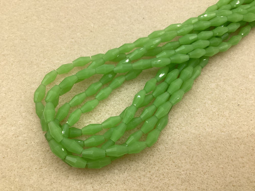 4x8 mm Imitation Green Jade Bicone Crystal Beads | GGC Treasures