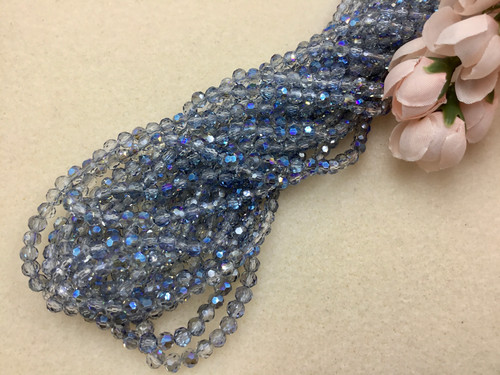 4mm Round Half Blue Light crystal beads | GGC Treasures