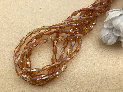 4x8 mm Orange Fuchsia Bicone Crystal Beads | GGC Treasures