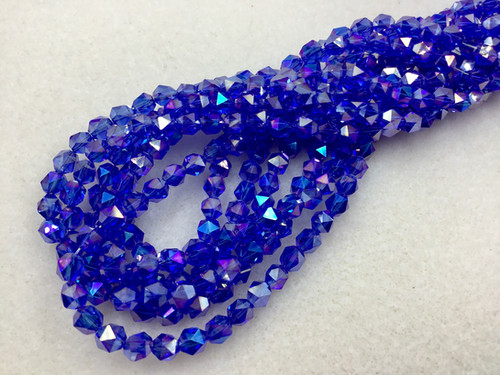 6x5mm Round English Cut Violet Rainbow Luster Beads | GGC Treasures