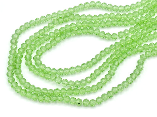 4 mm round August Green faceted Glass Strand | GGC Treasures