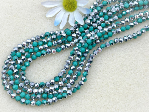 4 mm Round Half Platinum Turquoise Beads | GGC Treasures