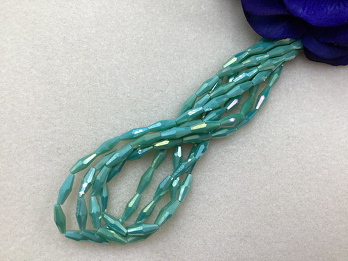 12x4mm Mint Bicone Glass Beads | GGC Treasures