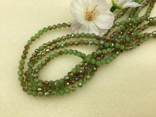 4 mm Round Green Half Magma Crystal Strand | GGC Treasures
