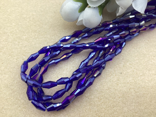 4x8 mm Indigo Rainbow Bicone Crystal Beads | GGC Treasures