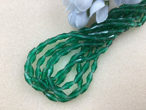 4x8 mm Emerald Bicone Crystal Beads | GGC Treasures